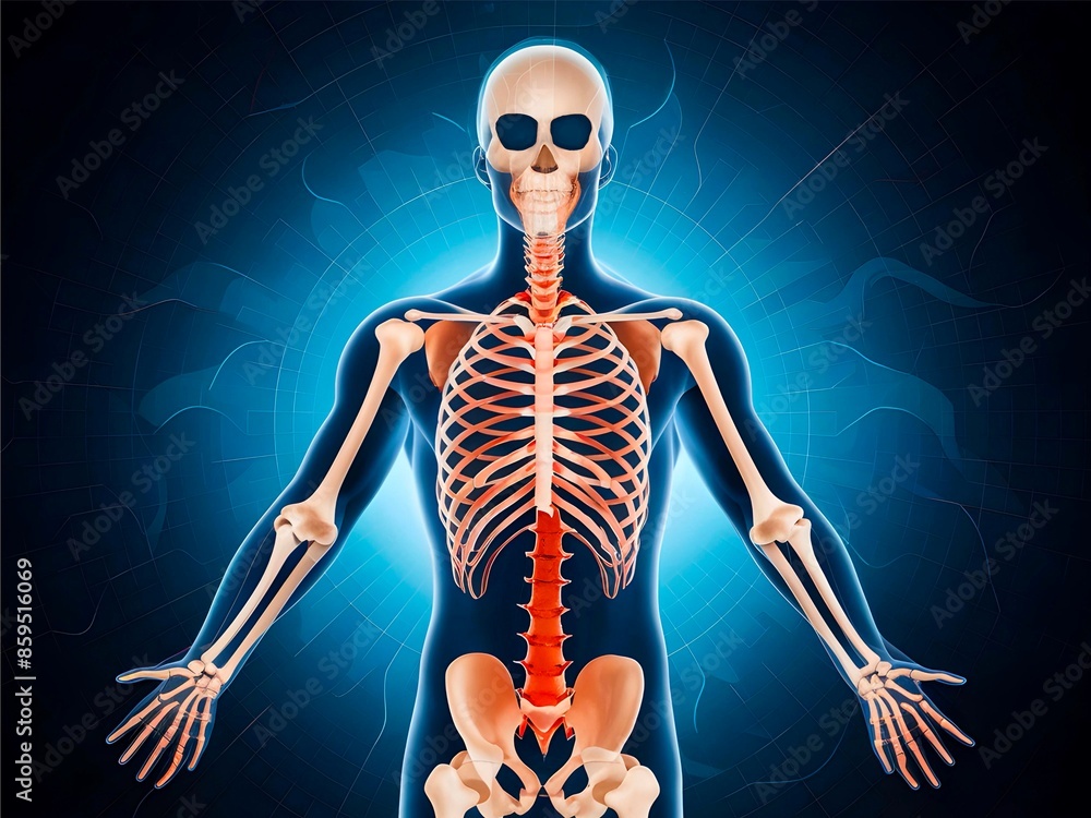 The skeletal structure of the human body Emphasis is placed on the main ...