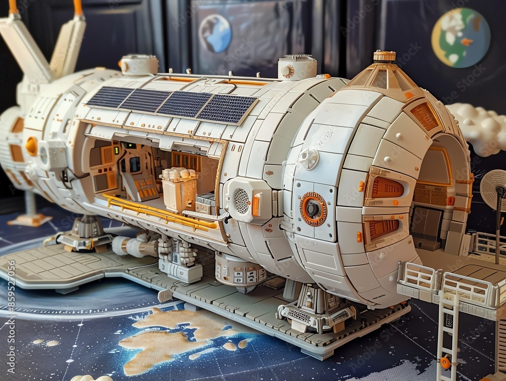 Realistic 164 scale miniature space station with detailed modules and ...