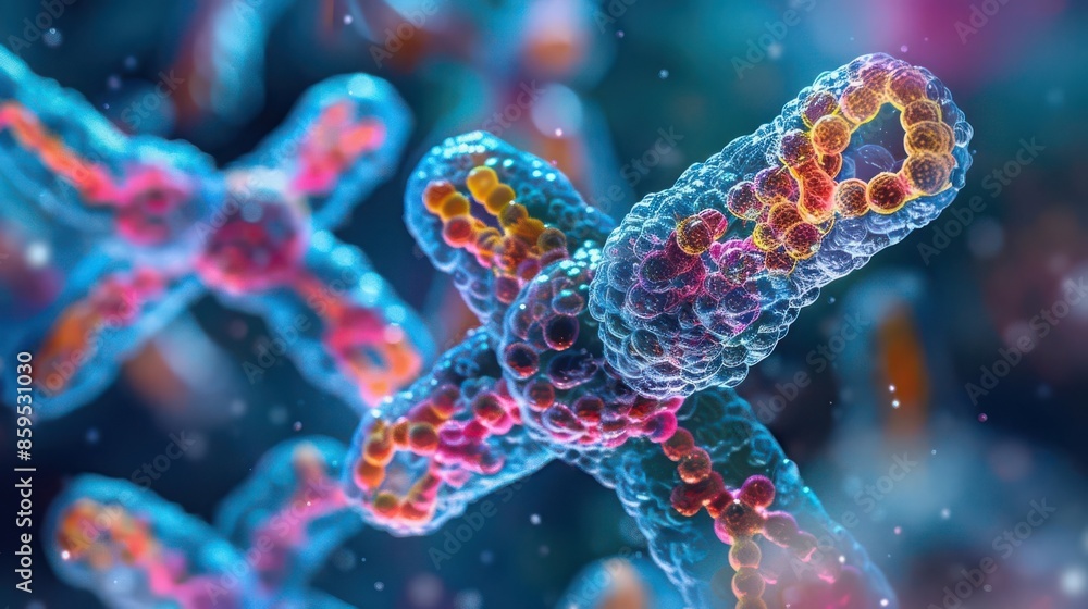 Synapsis during prophase I of meiosis, detailed view, highlighting the ...