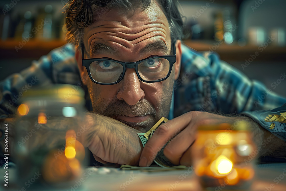 Financial Strain: HD Images of Stressed Individuals Saving Money ...