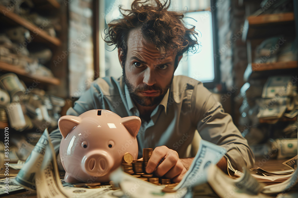 Financial Strain: HD Images of Stressed Individuals Saving Money ...