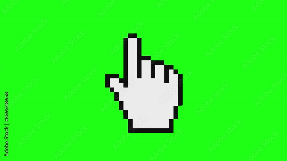Pointing hand cursor clicking and moving up and down on green screen ...