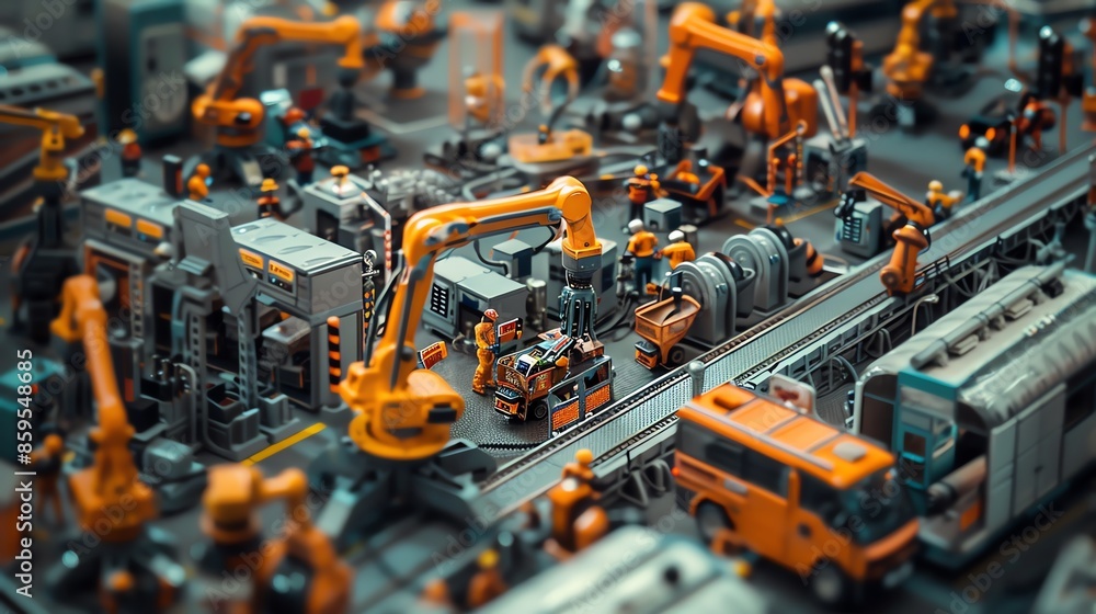 Realistic 164 scale miniature robot assembly factory with robotic arms ...