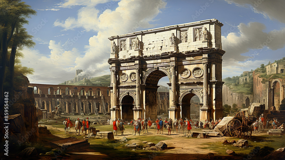 Arch Of Constantine Painting - ancient, arch, rome, roman, architecture ...