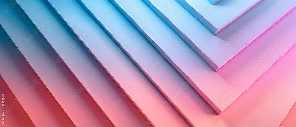 Stack beveled rectangles with pastel color gradient from blue to pink ...