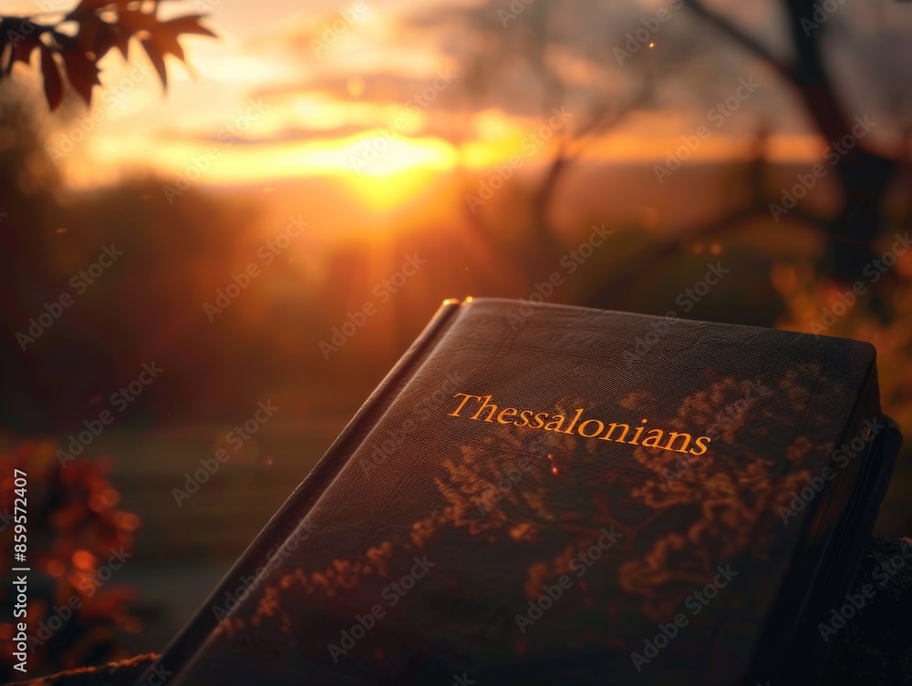 An open Bible revealing 1 Thessalonians scripture, uplifting spiritual ...