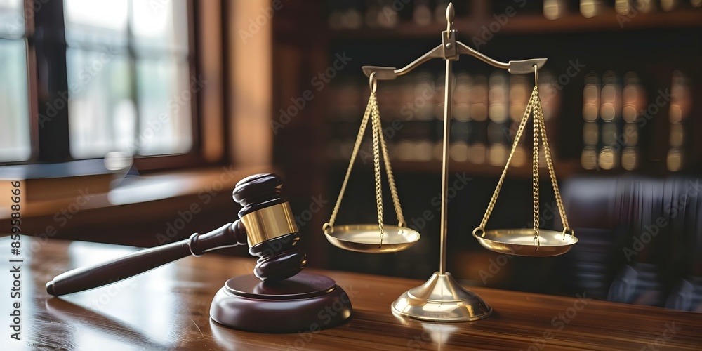 Elements of the Legal System Gavel, Scales, Books, Courtroom Procedures ...