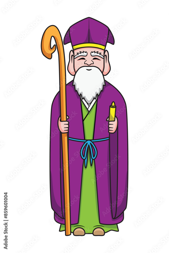 Jurojin Japanese god of long live in Japanese seven gods with old man ...