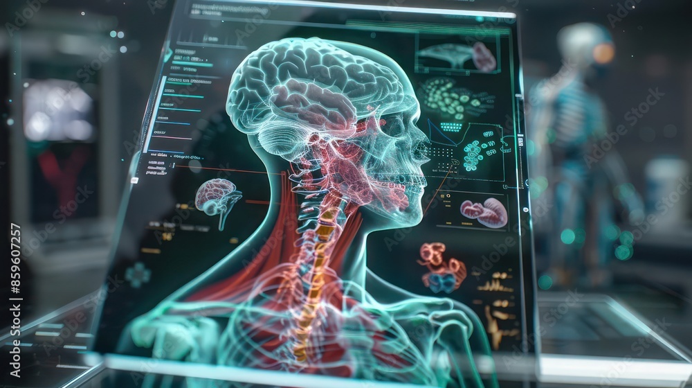 Advanced holographic medical imaging system displaying detailed 3D ...