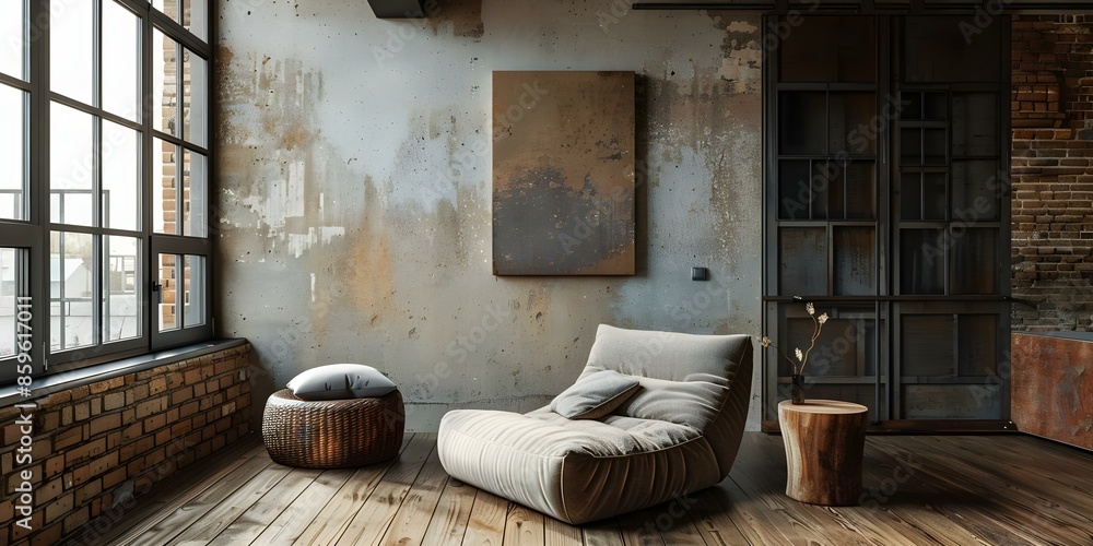 Urban apartment decor with wabi sabi influence showcasing raw finishes ...