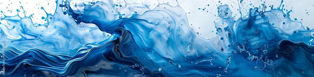 Abstract blue water splash background isolated on white background ...
