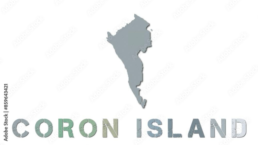 Coron Island map with paper regions. Animated island map growing from ...
