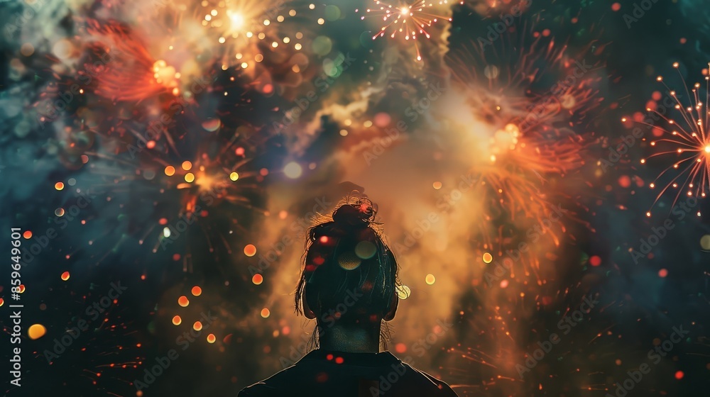 Captivating double exposure image with a medieval-inspired fireworks ...