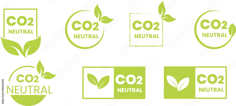CO2 neutral sticker, label, badge and logo. Ecology icon. Logo template ...