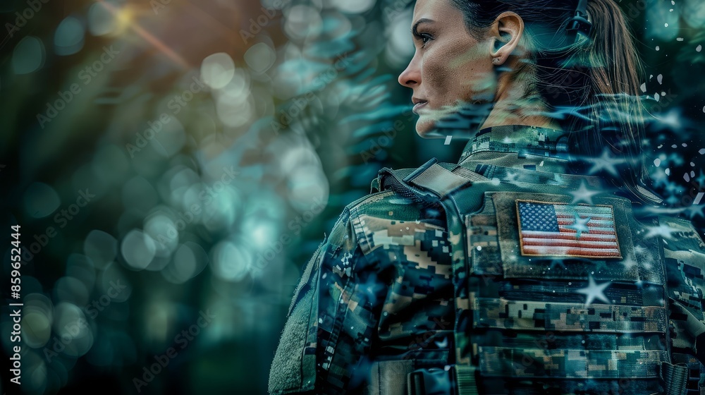 Powerful and dynamic double exposure artwork of a female special ...