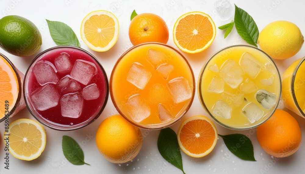 ice cold mix fruit smoothie cocktail with lemon and orange juice ...