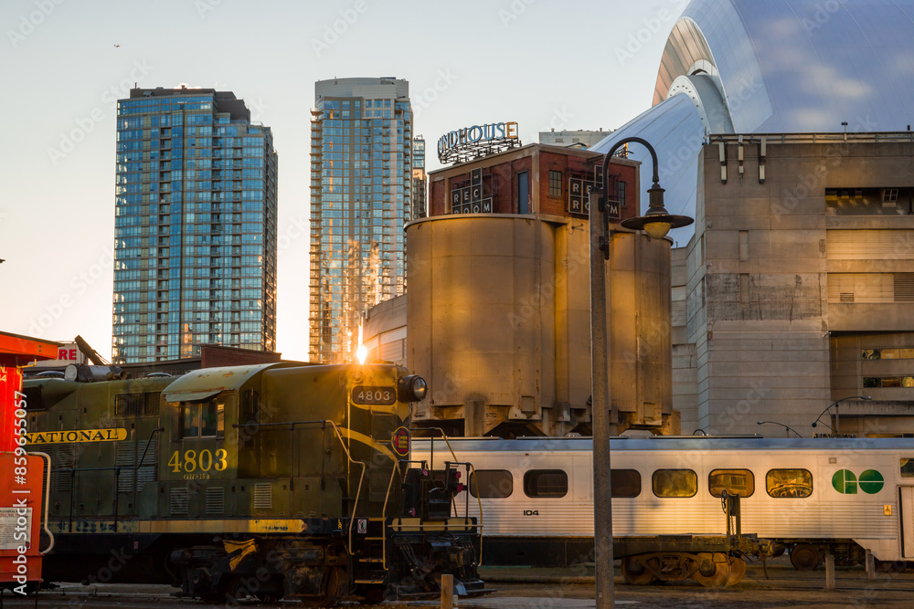 Old train collection at Toronto Railway Museum in Roundhouse Park in ...