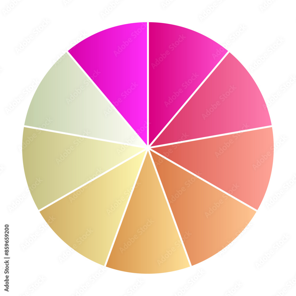 Pie chart with different segments in a circular diagram. wheel graph ...