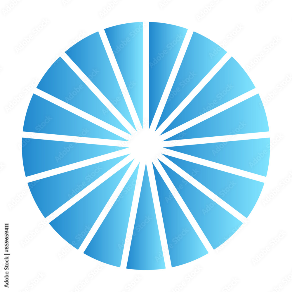 blue Pie chart with different segments in a circular diagram. wheel ...