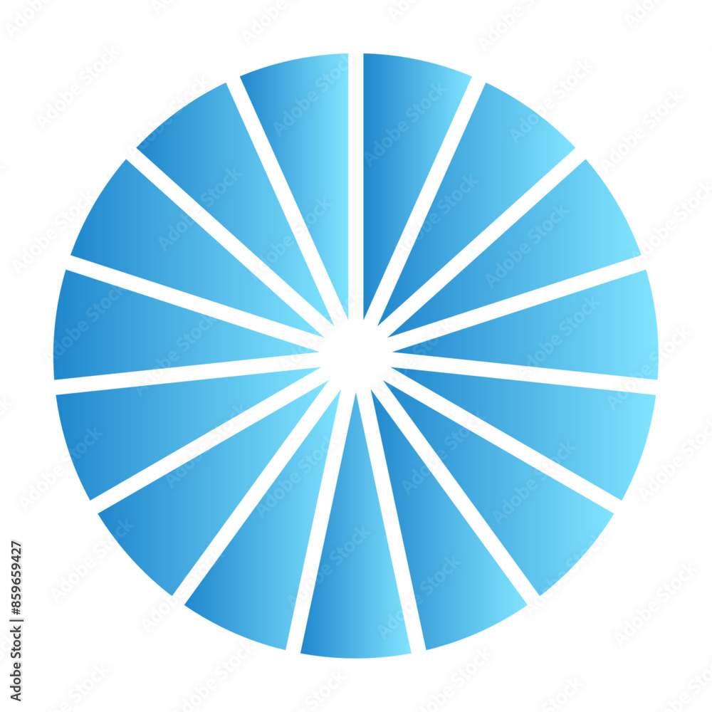 blue Pie chart with different segments in a circular diagram. wheel ...