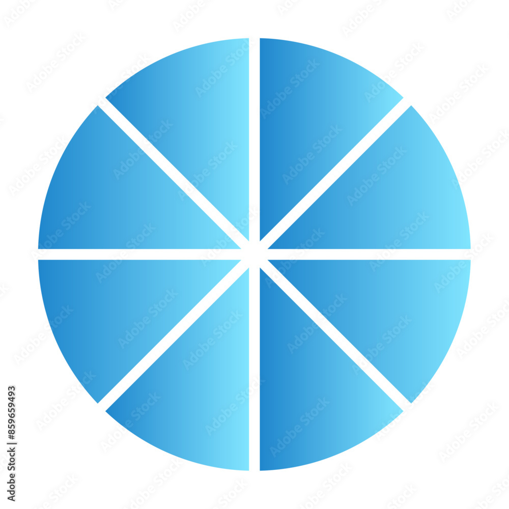 blue Pie chart with different segments in a circular diagram. wheel ...