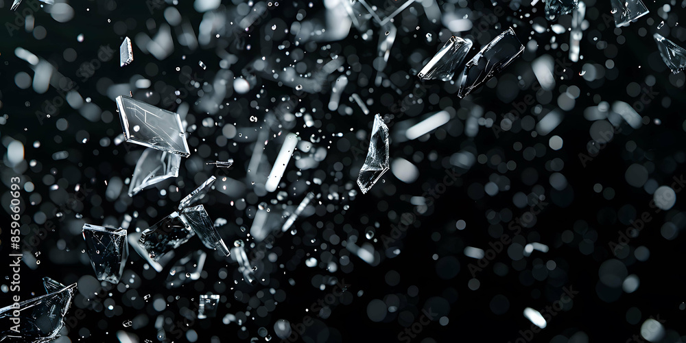 Dynamic glass texture featuring shattered pieces with bits and shards ...
