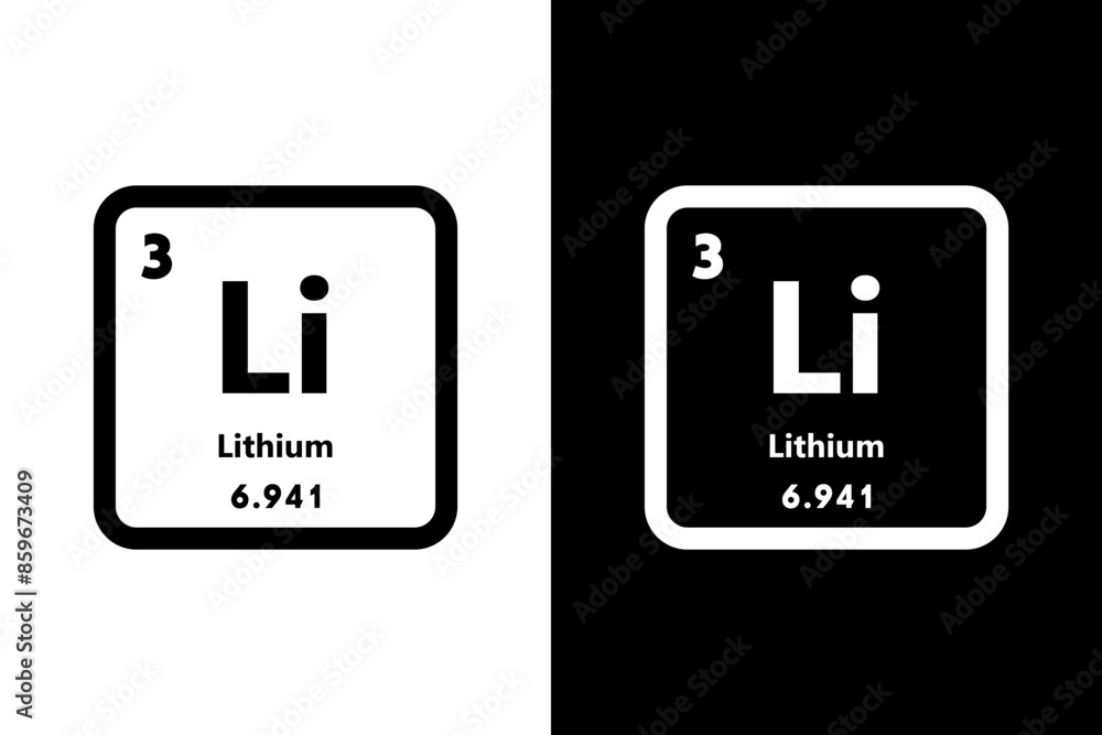 Lithium, Li, chemical periodic element icon. The chemical element of ...