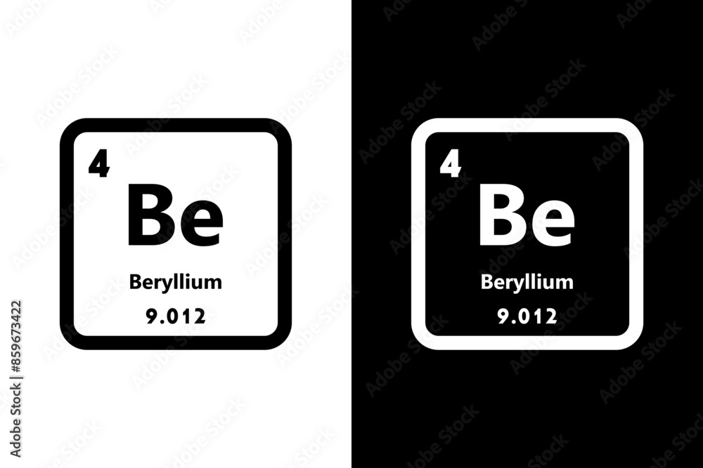 Beryllium, Be, chemical periodic element icon. The chemical element of ...