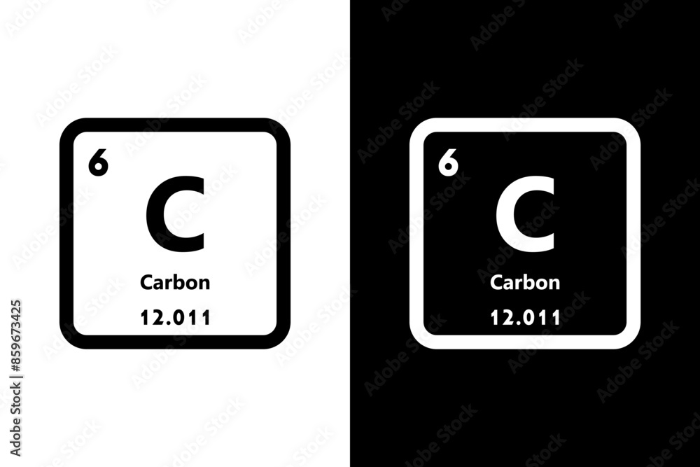 Carbon, C, chemical periodic element icon. The chemical element of the ...