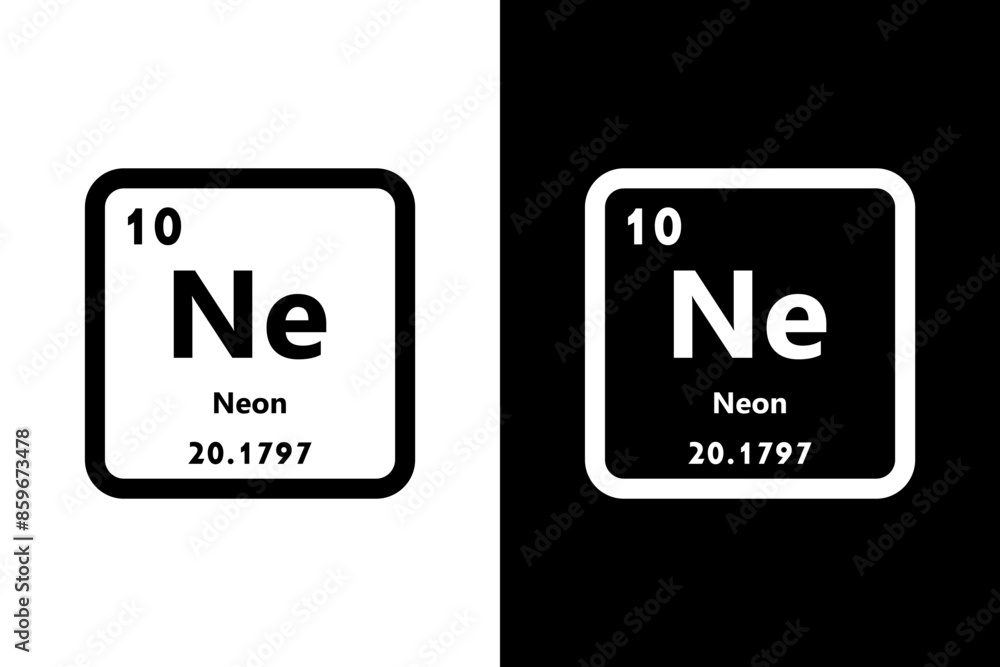 Neon, Ne, chemical periodic element icon. The chemical element of the ...