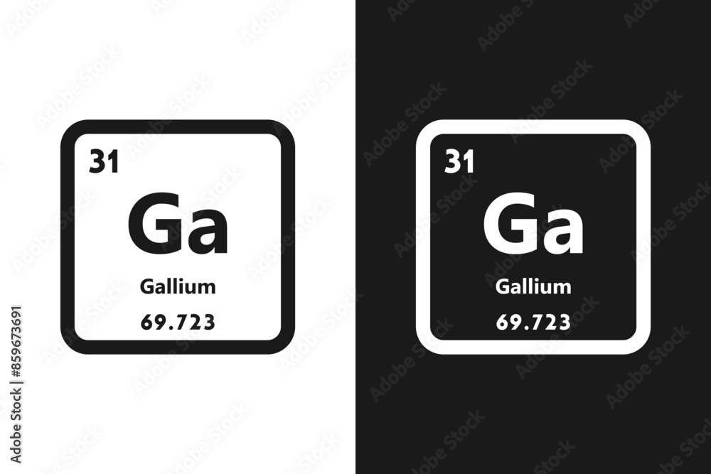 Gallium, Ga, chemical periodic element icon. The chemical element of ...