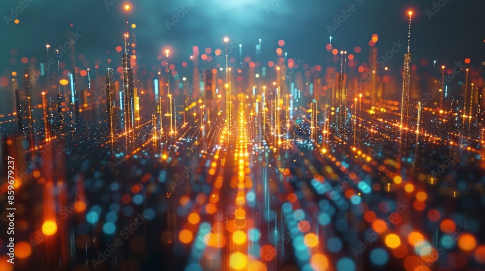 Abstract speed light flow through the city with gradient and aesthetic ...