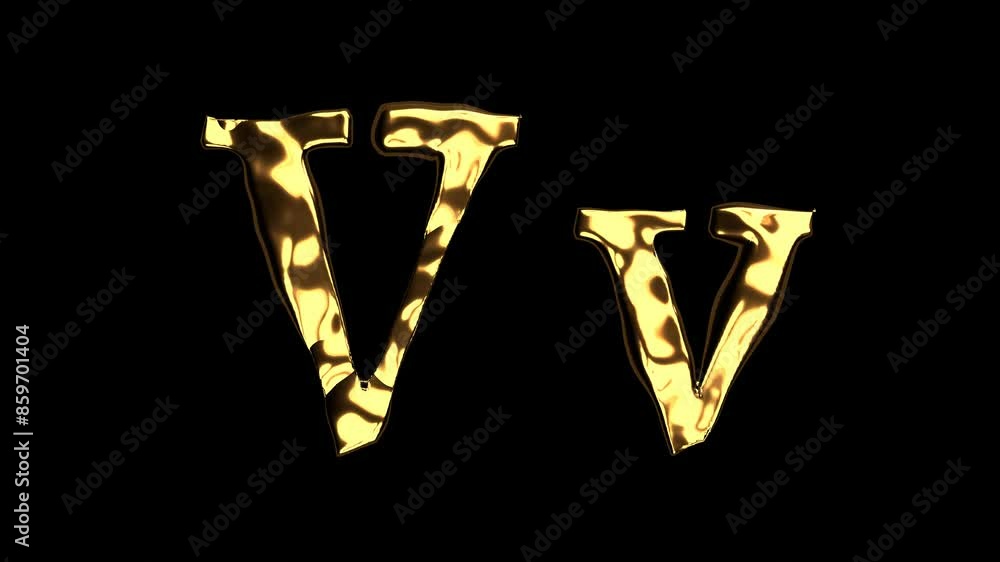 Upper and lower case M alphabet with golden fluid texture, latin script ...
