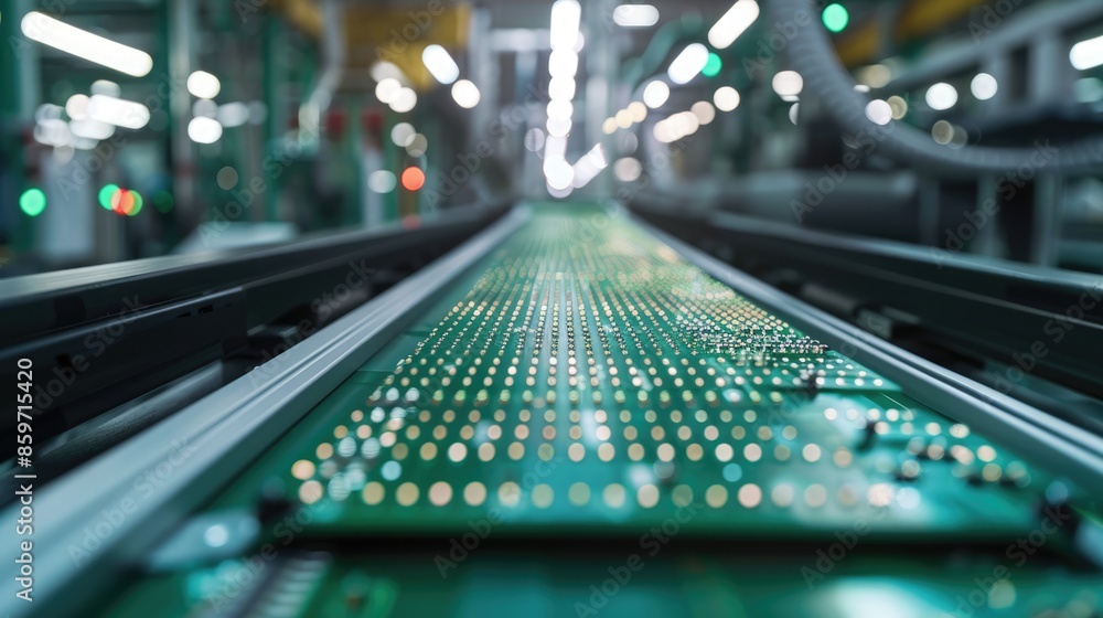 Advanced automated system with conveyor belts handling finished PCBs in ...