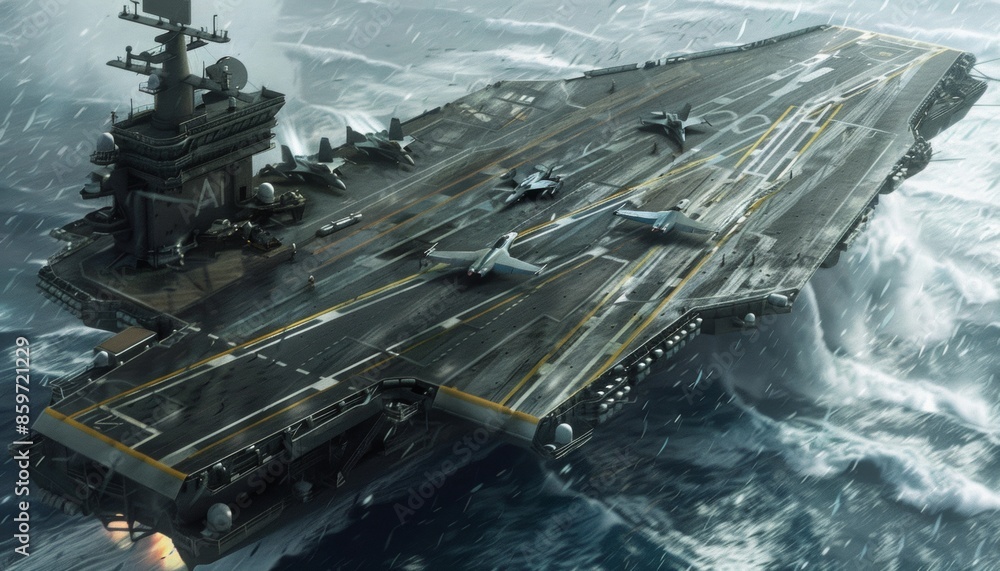Ultra sharp image showcasing formidable military navy ship carrier ...