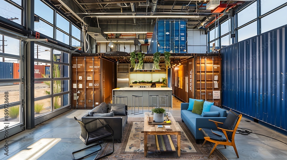 architectural design firm's office made from shipping containers, with ...