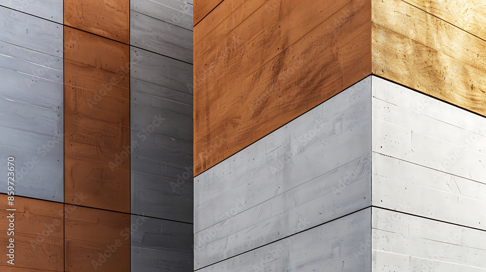 architectural detail of a corner where two different colors of fiber ...