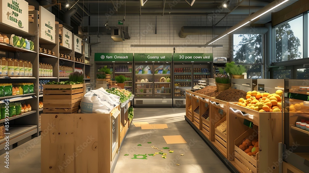 community co-op grocery store with bulk dispensers for reducing ...