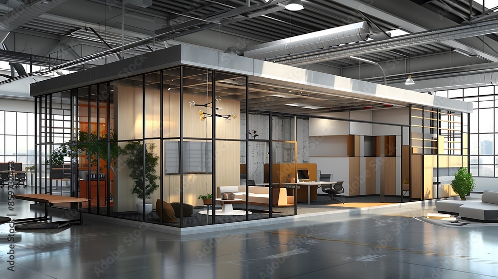 concept for a modular office space using interlocking fiber cement ...