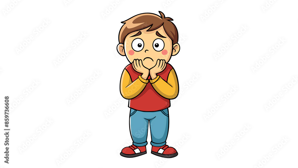 Embarrassed Boy Cartoon Illustration Stock Illustration | Adobe Stock