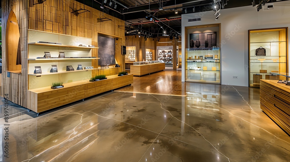 modern retail space designed with eco-friendly materials, including a ...