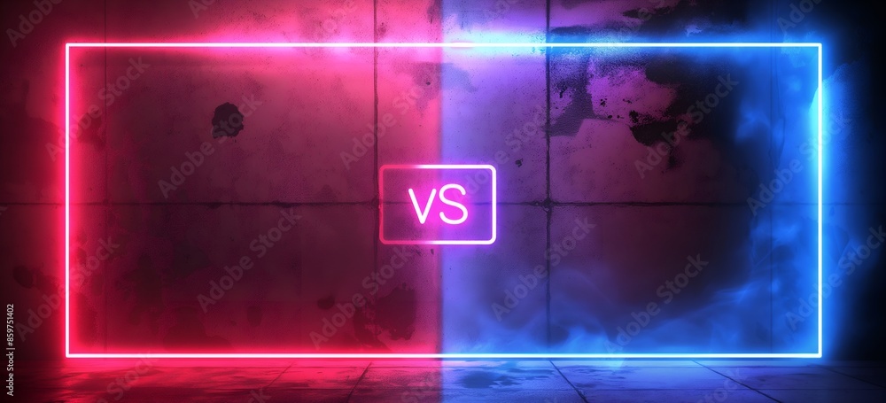 3d Rendered Red And Blue Neon VS Signs On Grungy Backgrounds – Various ...