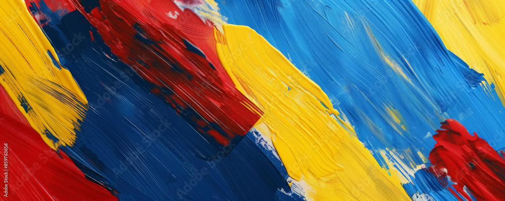 Bold Primary Colors: Bright and bold brush strokes in primary colors of ...