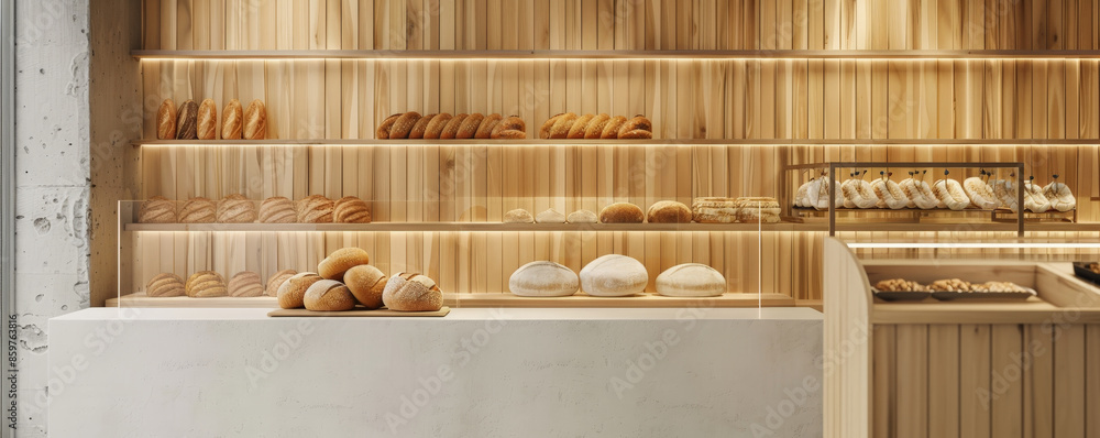 Bread bakery background with a clean, modern bakery interior ...