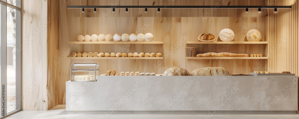 Bread bakery background with a clean, modern bakery interior ...