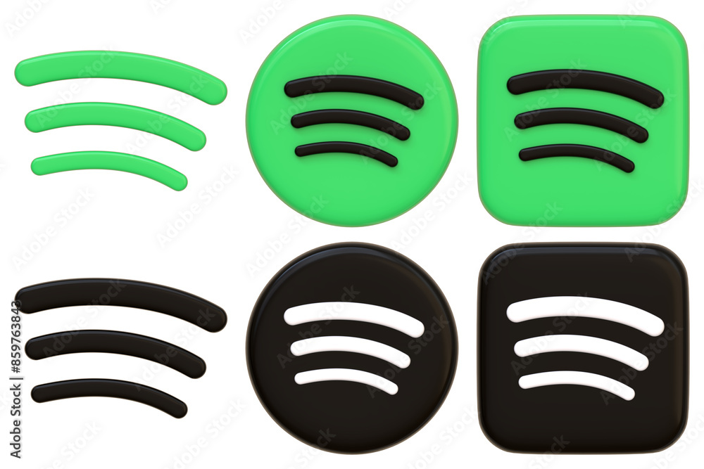 Spotify icons featuring green and black designs in circular and square ...