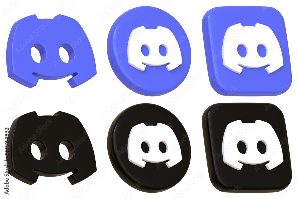 Collection of Discord app icons in blue and black color schemes ...