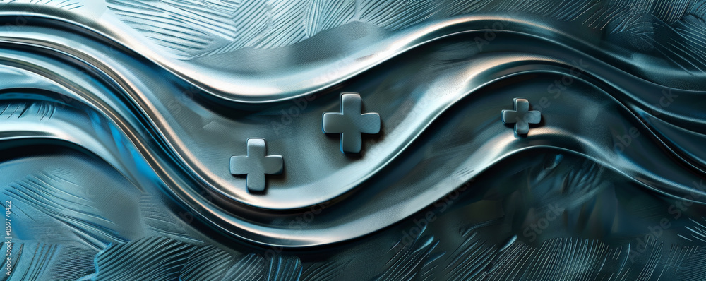 Medical background with a brushed metal texture, showcasing engraved ...