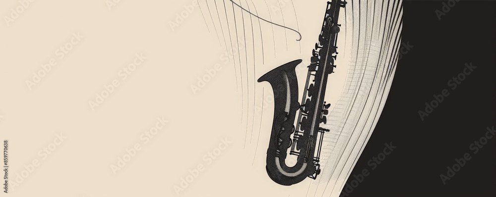 Minimalist jazz music background with clean lines and a monochromatic ...