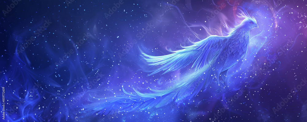 Phoenix bird background featuring an ethereal blue and purple color ...